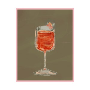 Hand-drawn Aperol Spritz Cocktail Art Print Unique Mixology ...