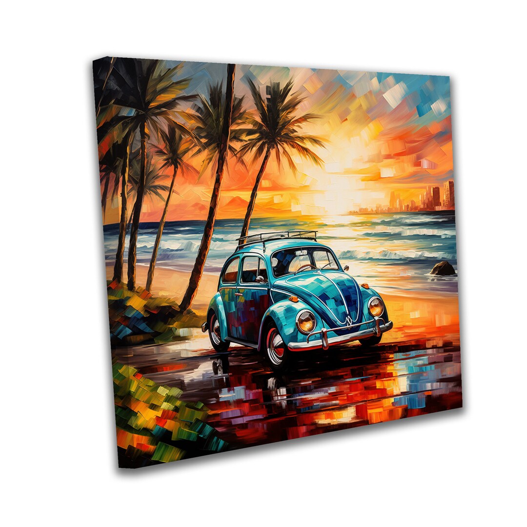VW Beetle Retro Canvas or Poster Print Old School Beetle - Etsy