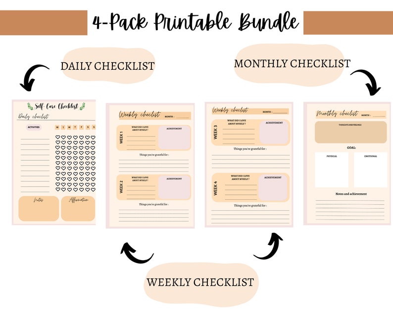 Self-care Planner Checklist, Wellness and Mental Health Planner, Self ...