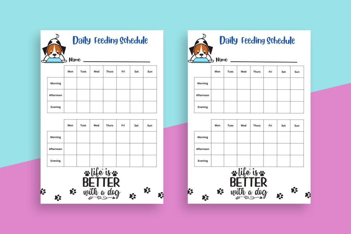 PET CARE PLANNER, Pet Feeding Chart, Dog Feeding Tracker, Dog Feeding ...