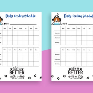 PET CARE PLANNER, Pet Feeding Chart, Dog Feeding Tracker, Dog Feeding ...
