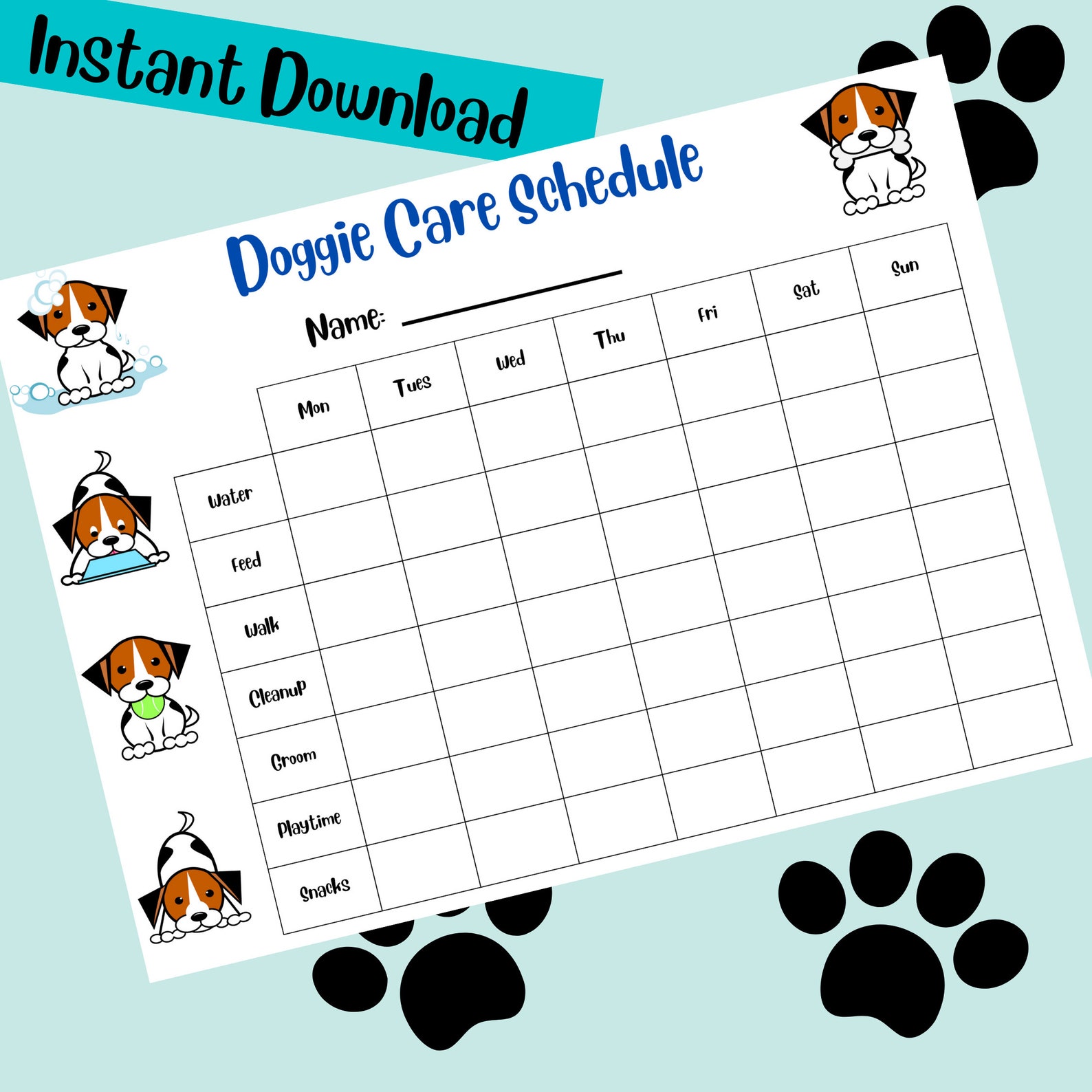 PET CARE PLANNER, Pet Feeding Chart, Dog Feeding Tracker, Dog Feeding ...