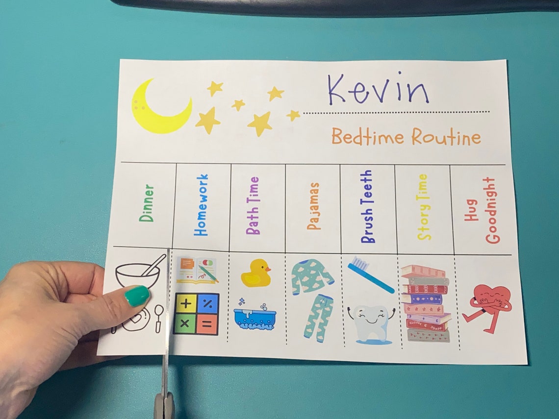ROUTINE CHART for Toddlers, Bedtime Checklist for Kids, Bedtime Routine ...