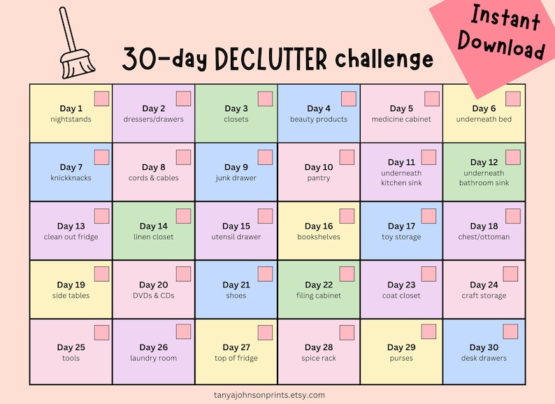 DECLUTTER PLANNER, Declutter Digital, 30-day Challenge, Declutter ...
