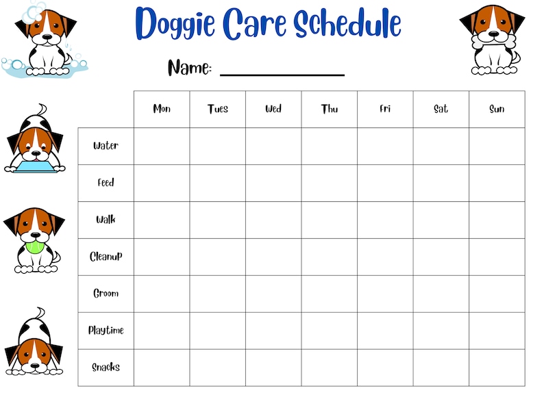 PET CARE PLANNER, Pet Feeding Chart, Dog Feeding Tracker, Dog Feeding ...