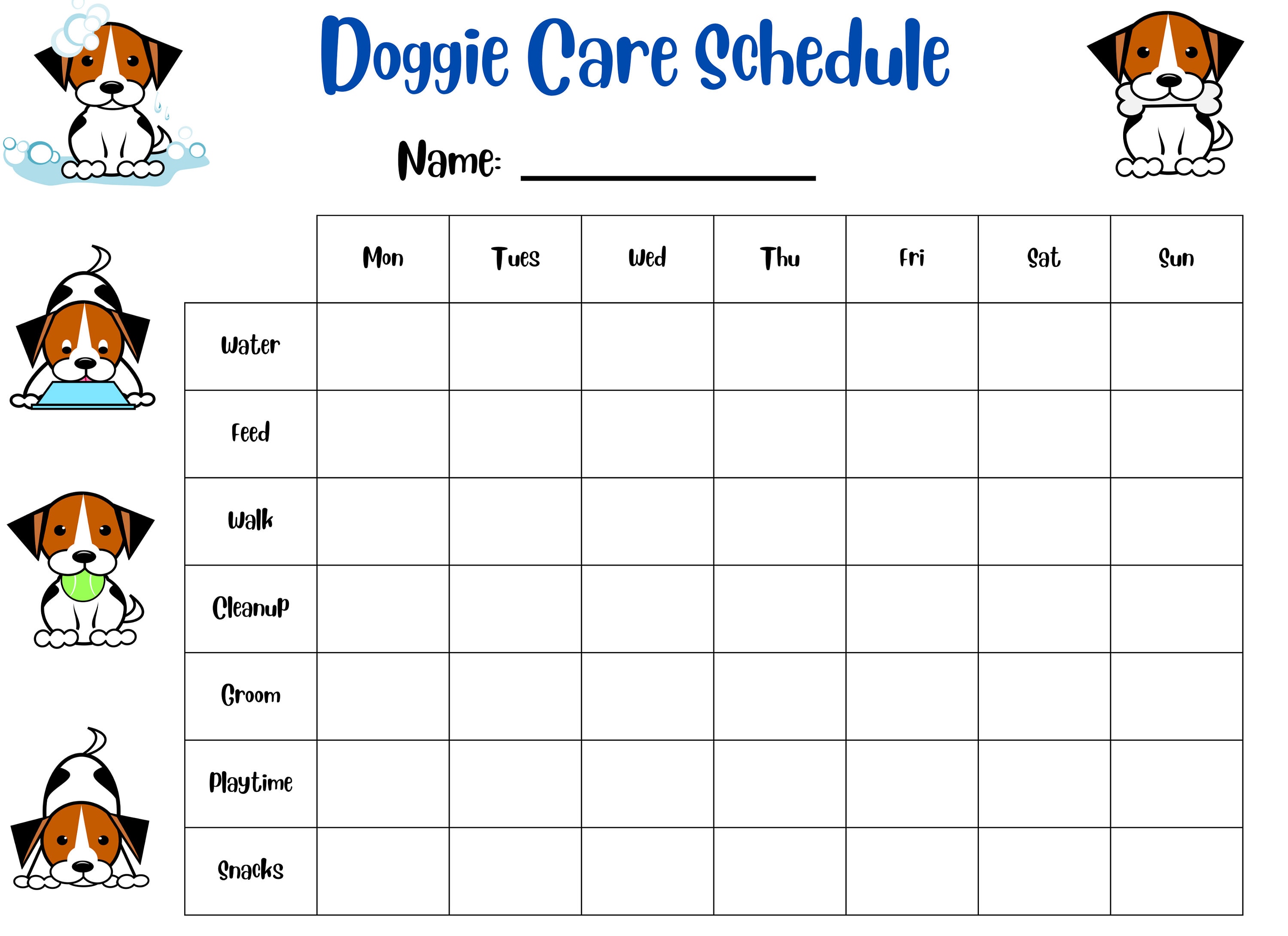 PET CARE PLANNER, Pet Feeding Chart, Dog Feeding Tracker, Dog Feeding ...