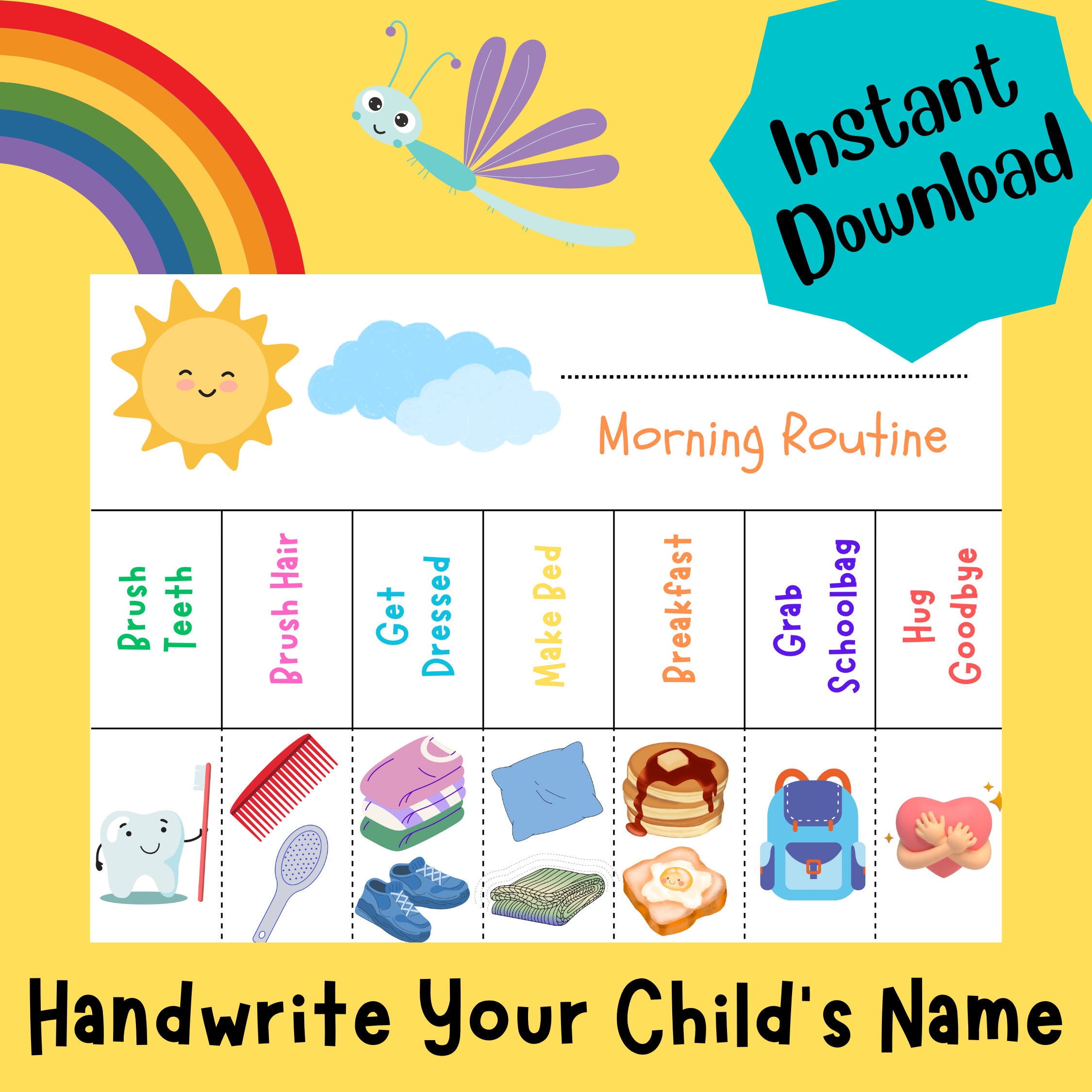 ROUTINE CHART for Toddlers, Morning Checklist for Kids, Morning Routine ...