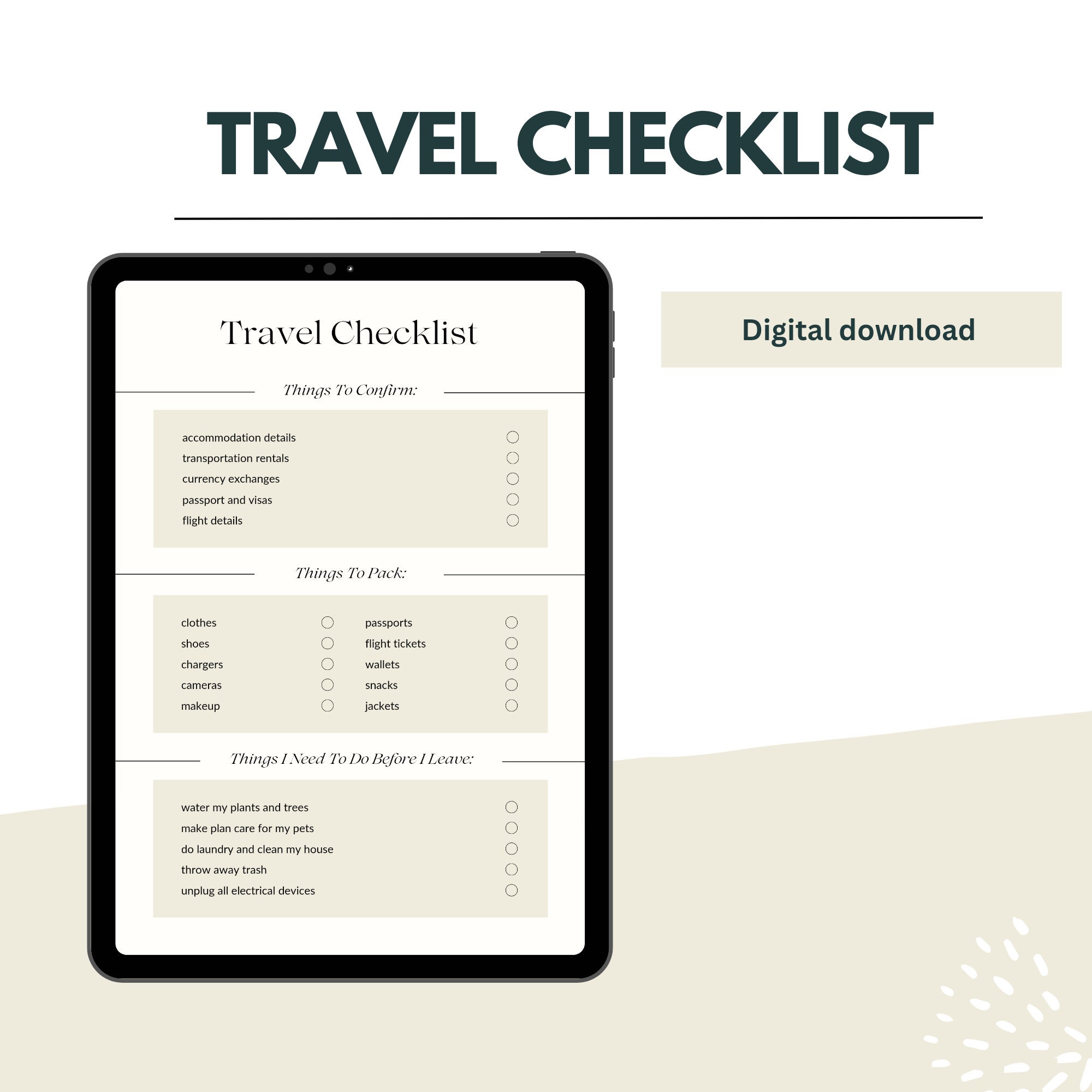 Travel Check List, Printable Travel Itinerary, Travel Overview, Travel ...
