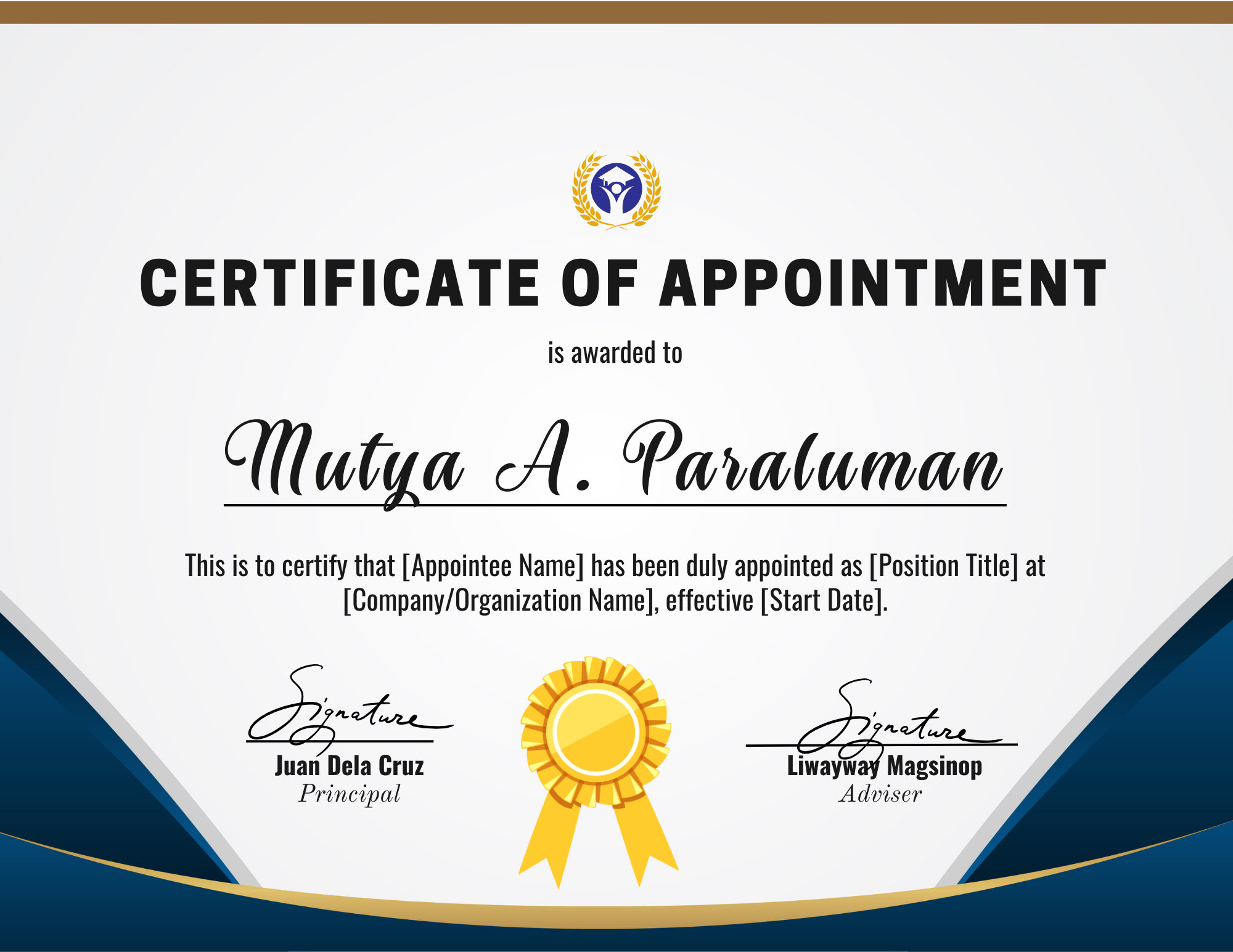 Editable Appointment Certificate Template Ideal for Recognizing Talents ...