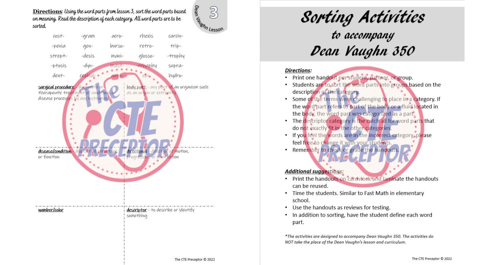 Medical Terminology Handouts, Medical Terminology Review, Terminology ...