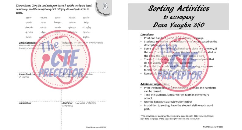 Medical Terminology Handouts, Medical Terminology Review, Terminology ...