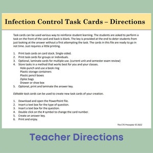 Infection Control, Task Cards, Flashcards, Health Science, Review ...