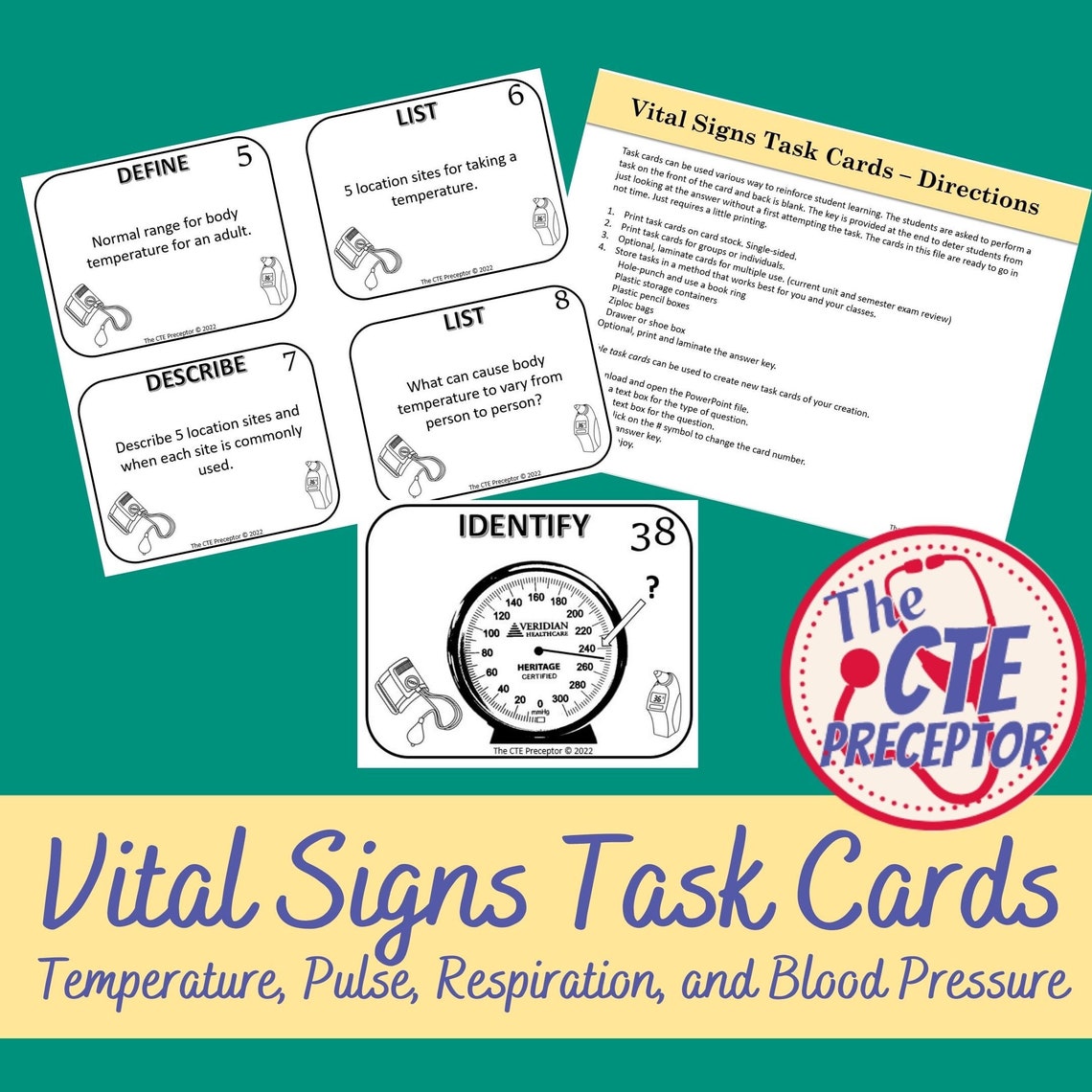 Vital Signs, Task Cards, Flashcards, Study, Health Science, Review - Etsy