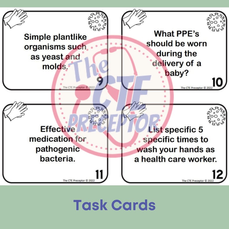Infection Control, Task Cards, Flashcards, Health Science, Review ...