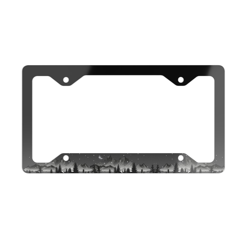 Nature License Plate Frame - Mountain Trees and Wildlife Nature Theme ...