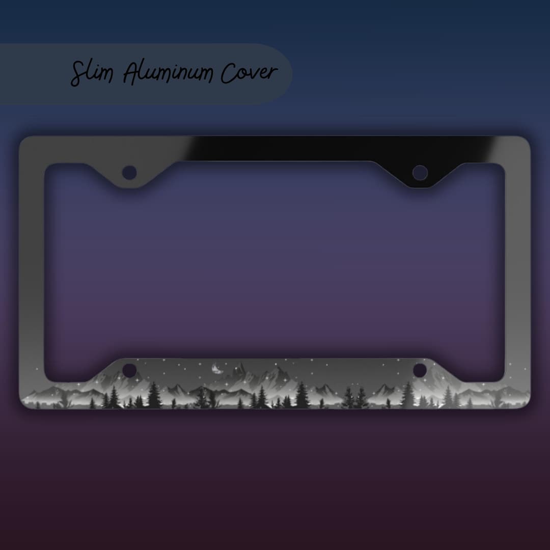 Nature License Plate Frame - Mountain Trees and Wildlife Nature Theme ...