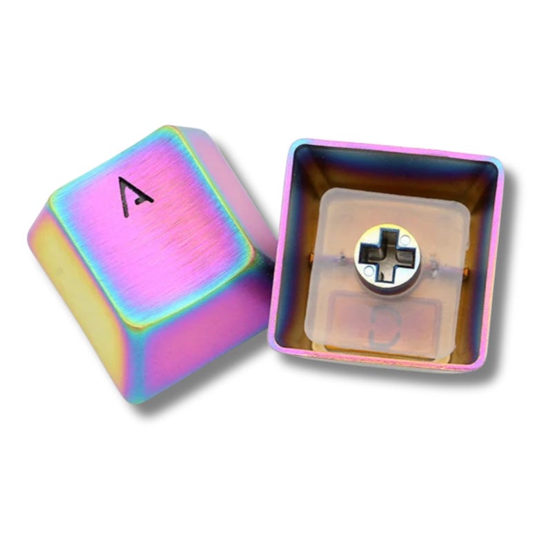 4 Key Rainbow Stainless Steel Keycap Set – OEM Profile WASD Keys for ...