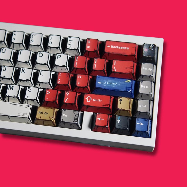 Comic-inspired Sketch Keycaps Set – Hand-drawn Look Mechanical Keyboard ...