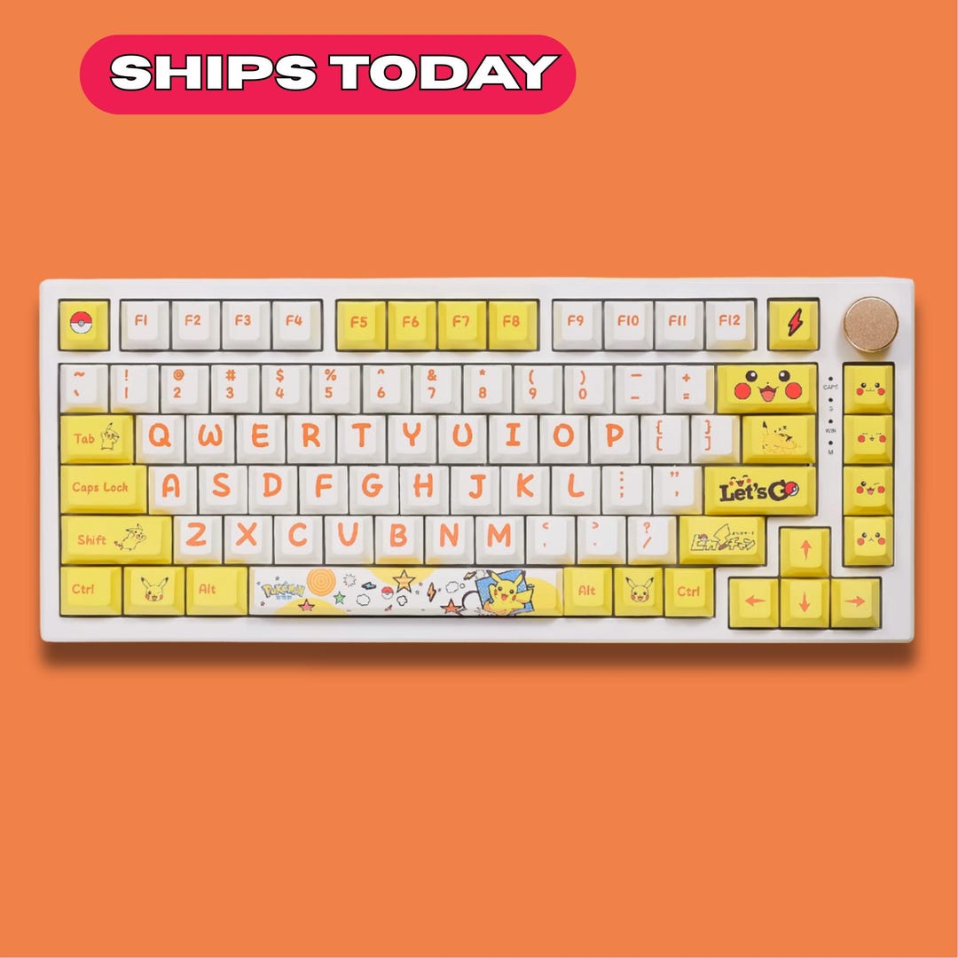 Yellow Anime Keycap Set - 126 Keys PBT, Cherry Profile, Kawaii ...