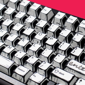 Comic-inspired Sketch Keycaps Set – Hand-drawn Look Mechanical Keyboard ...