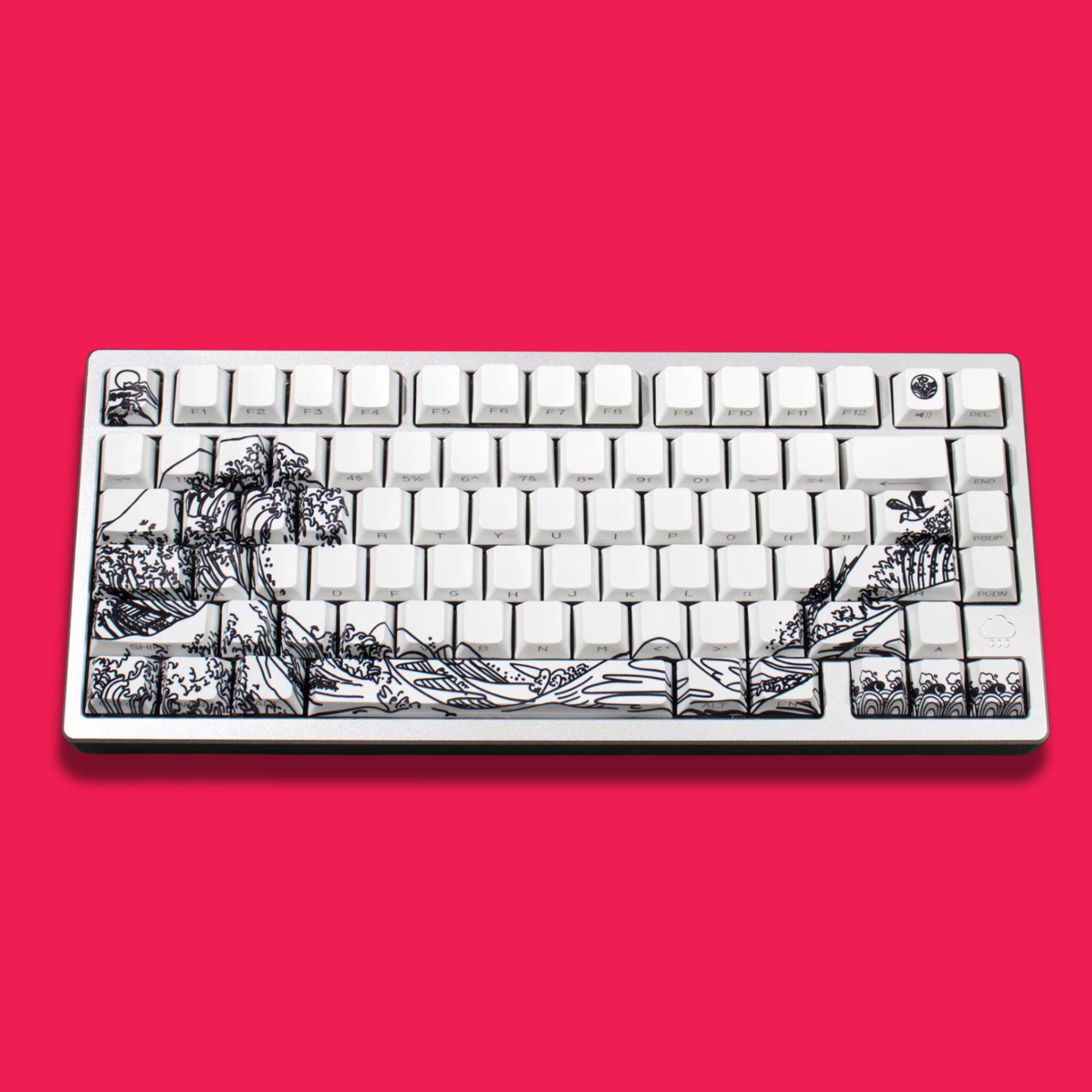 The Great Wave of Kanagawa Art Keycap Set – Black White | Artistic ...