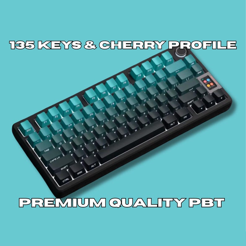 135 Keys Teal Blue Gradient Keycap Set | Custom Mechanical Keyboard ...