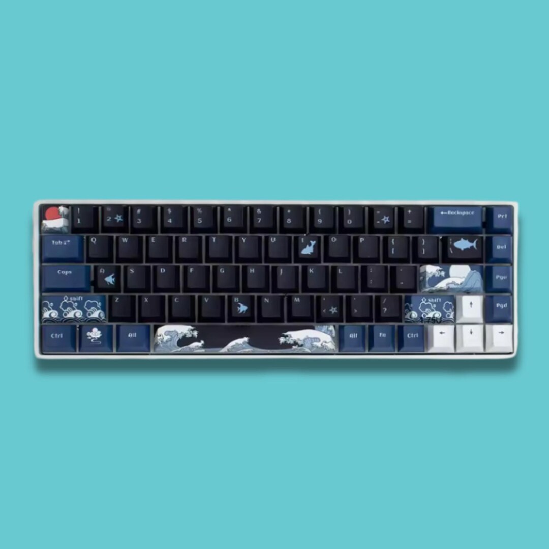 Wave Keycap Set – Japanese Ocean Art Mechanical Keyboard Keycaps ...