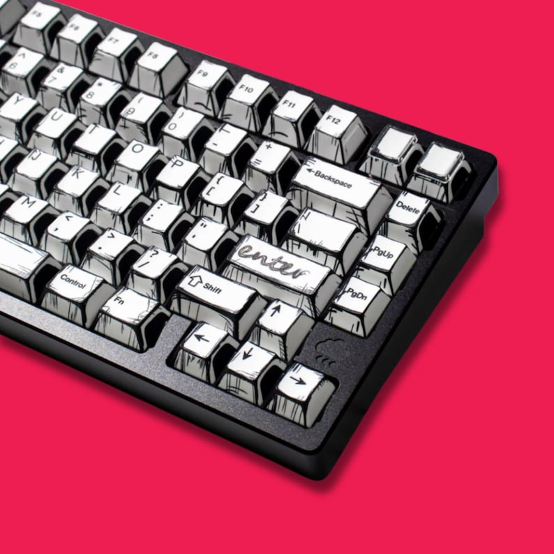 Comic-inspired Sketch Keycaps Set – Hand-drawn Look Mechanical Keyboard ...