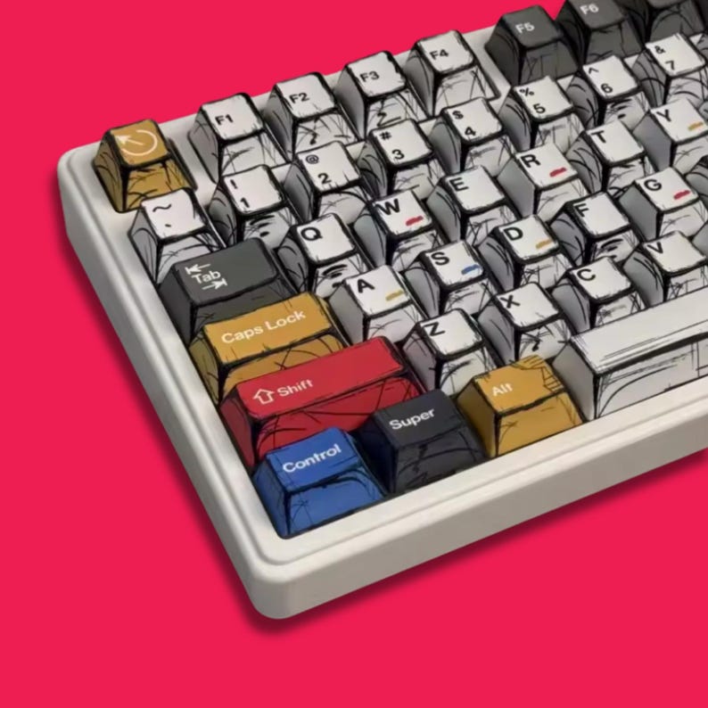 Comic-inspired Sketch Keycaps Set – Hand-drawn Look Mechanical Keyboard ...