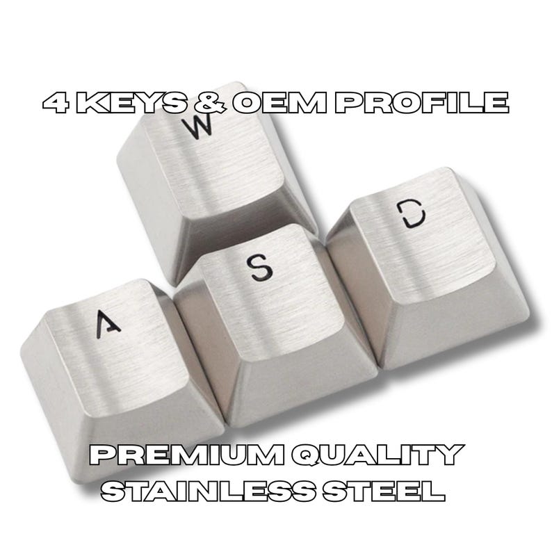 4 Keys Stainless Steel Keycap Set | OEM Profile Metal Keycaps | WASD ...