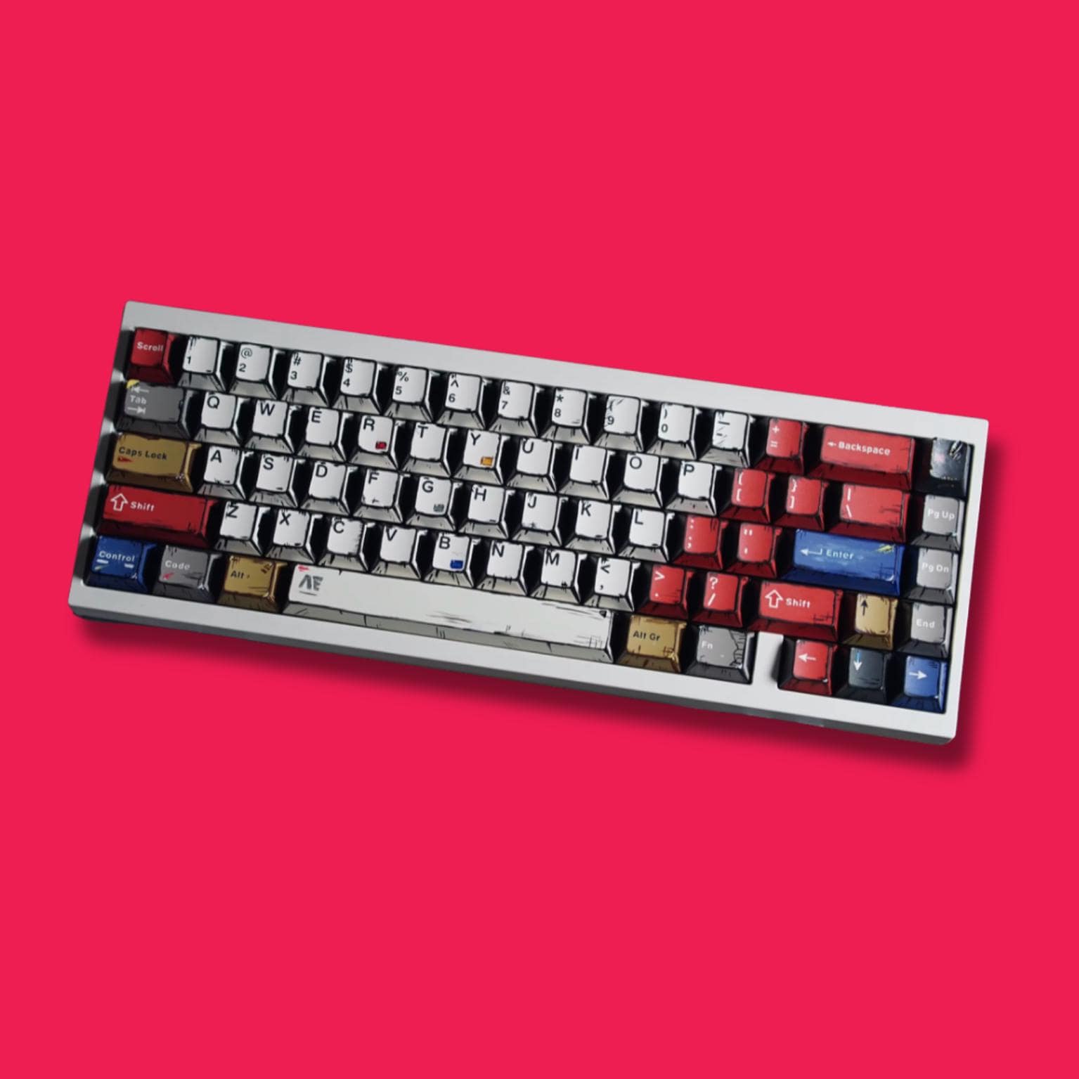Comic-inspired Sketch Keycaps Set – Hand-drawn Look Mechanical Keyboard ...