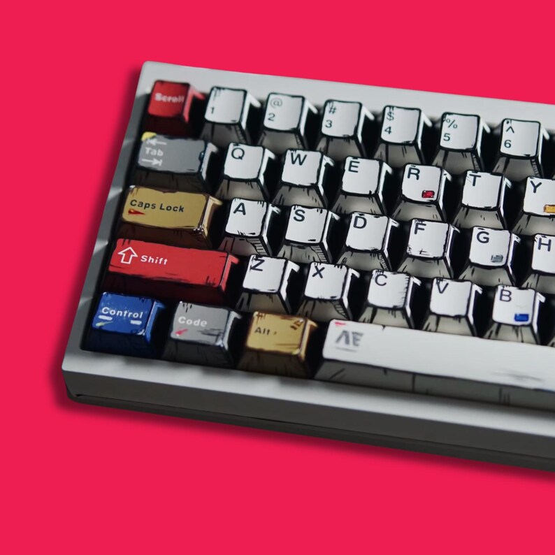 Comic-inspired Sketch Keycaps Set – Hand-drawn Look Mechanical Keyboard ...