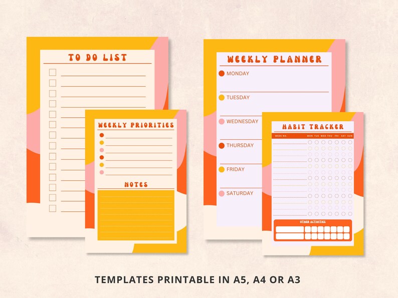Printable Retro Planner Retro Habit Tracker to Monitor Goals ...