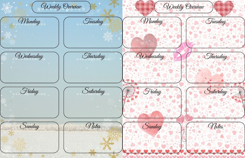 Weekly Overview Pages | PDF Printable - Etsy