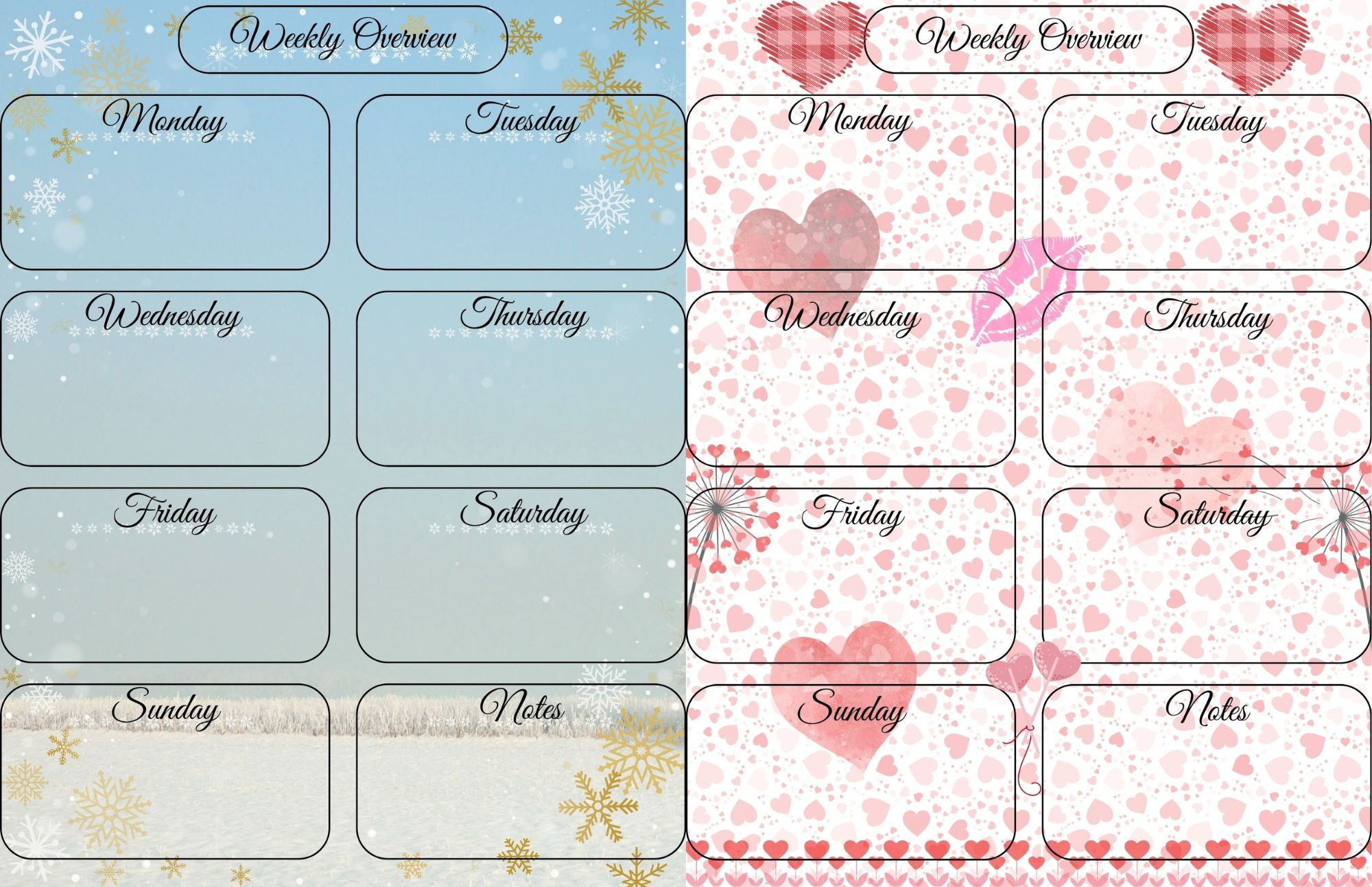 Weekly Overview Pages | PDF Printable - Etsy
