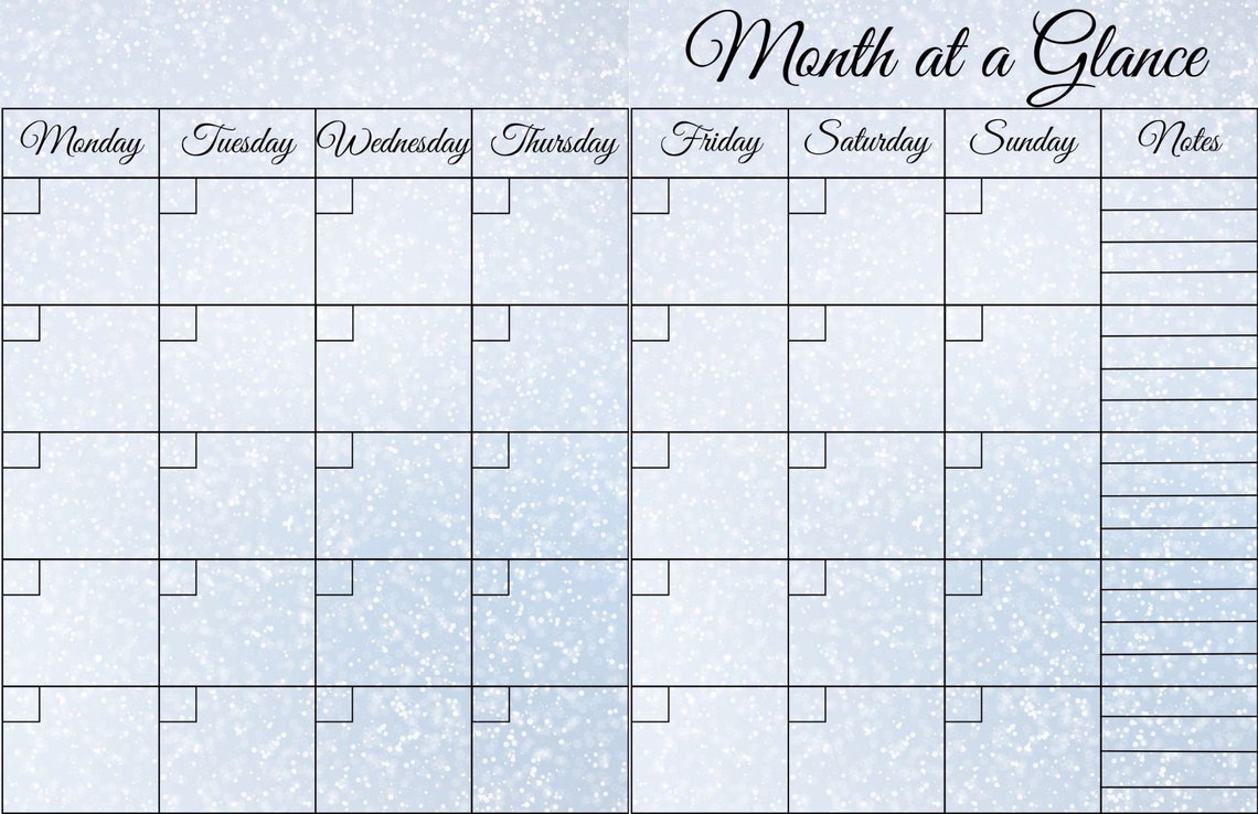 Monthly Overview Pages | PDF Printable - Etsy