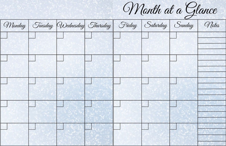 Monthly Overview Pages PDF Printable - Etsy