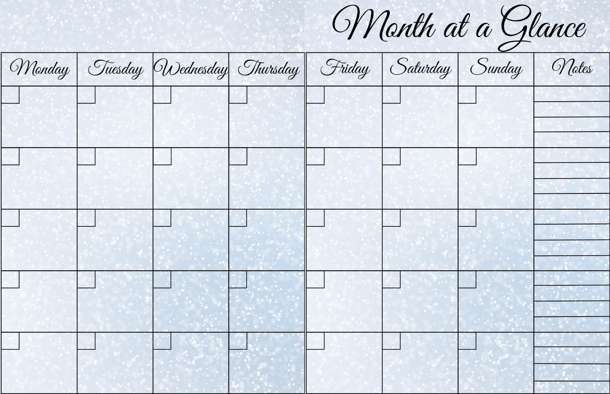 Monthly Overview Pages PDF Printable - Etsy