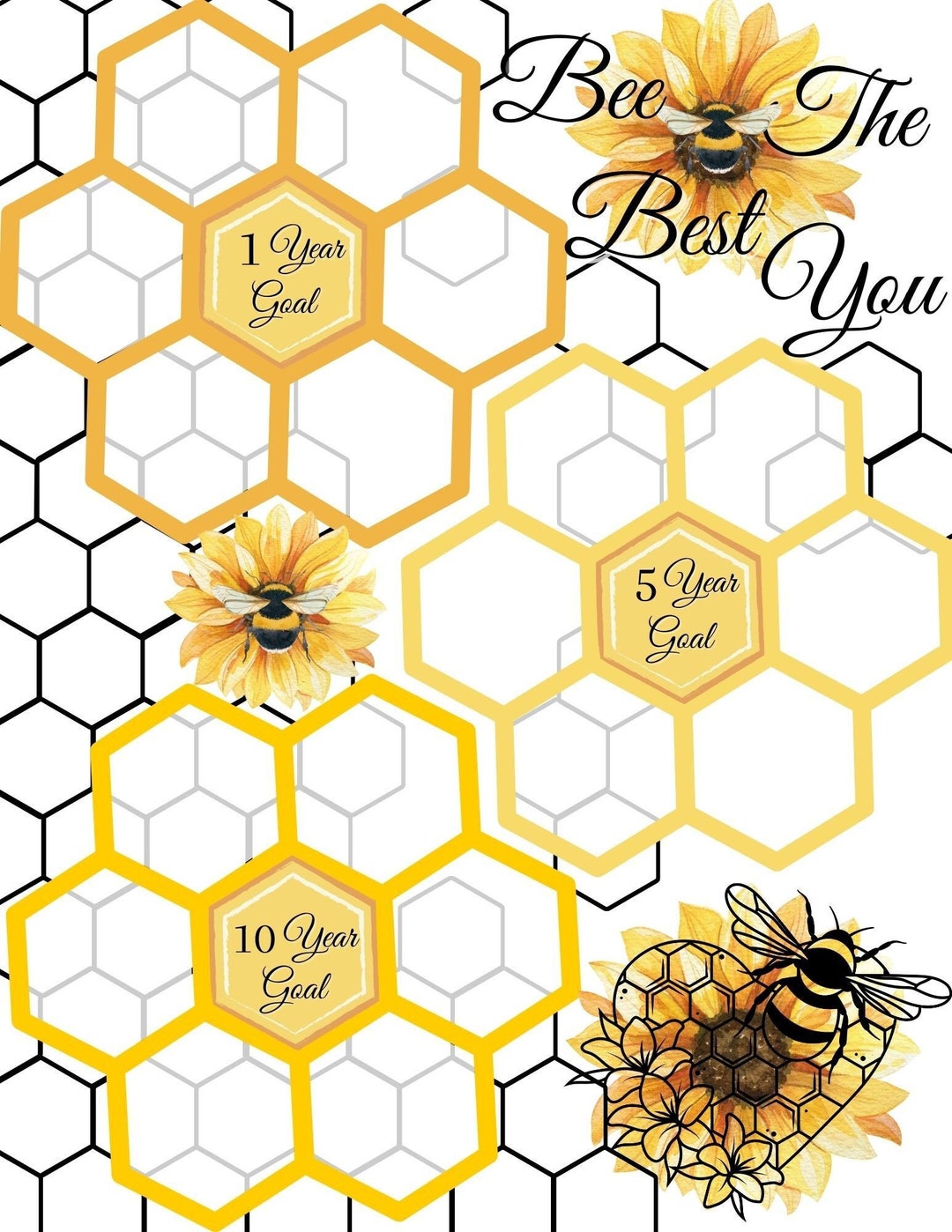 Bee the Best You Goal Tracker PDF Printable - Etsy