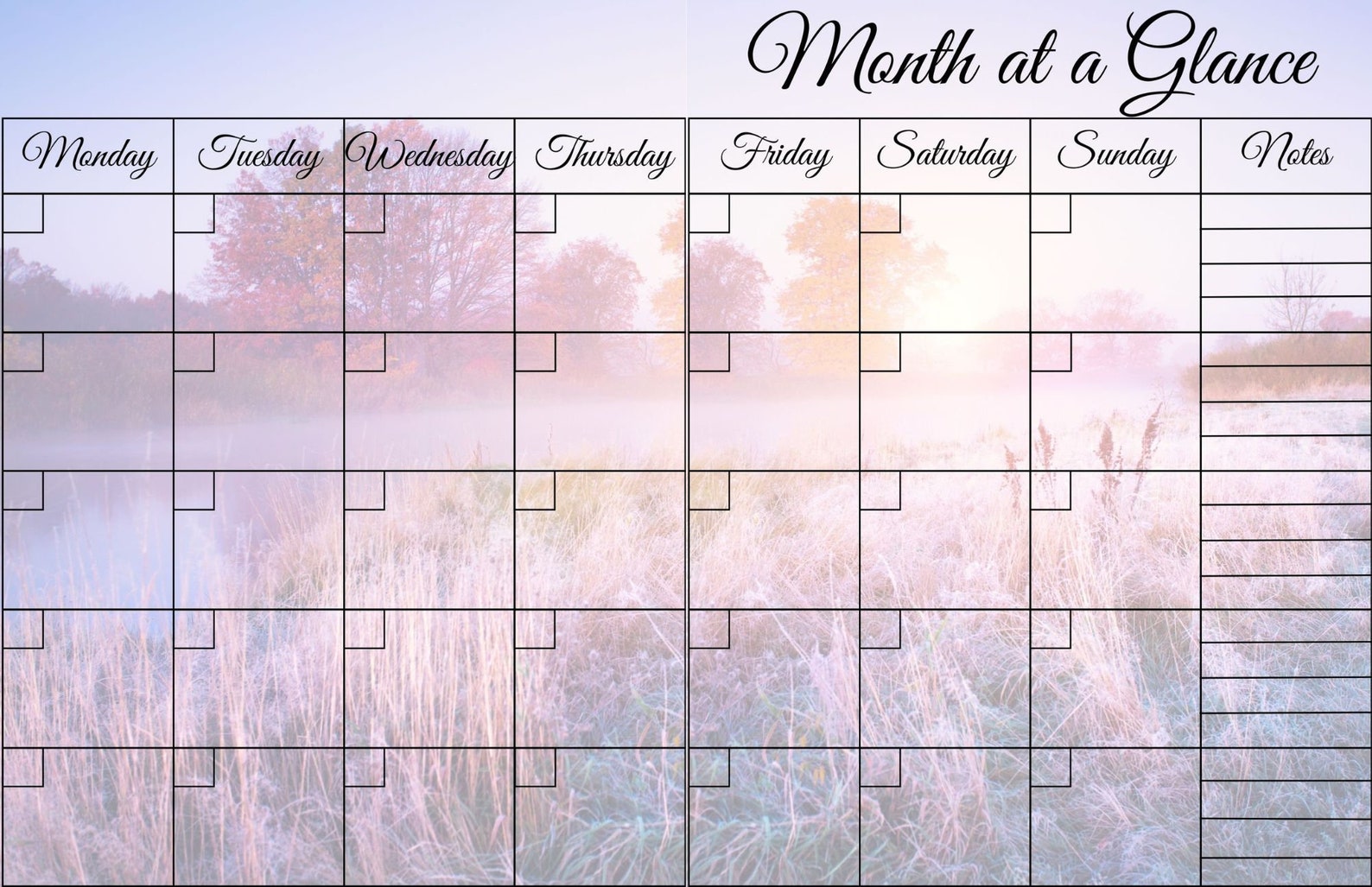 Monthly Overview Pages | PDF Printable - Etsy