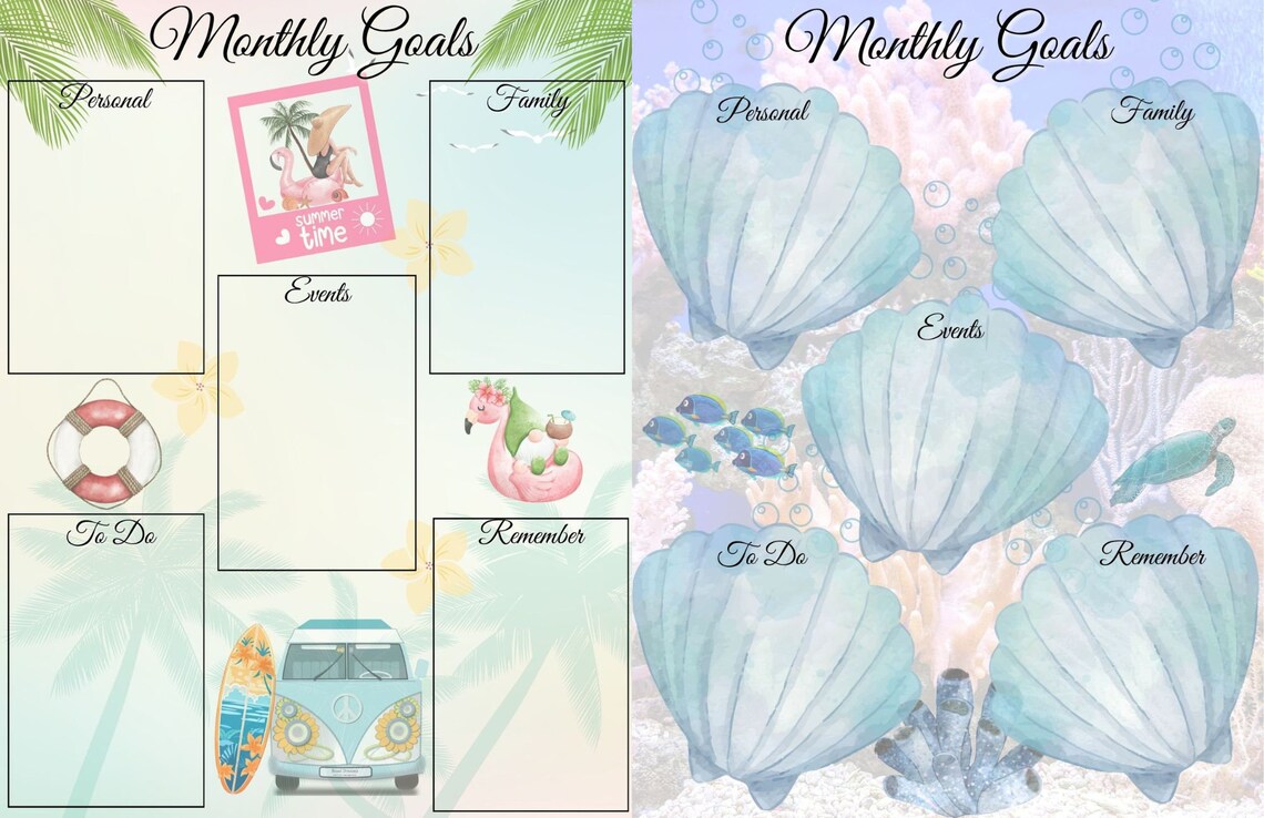 Monthly Goal Pages | PDF Printable - Etsy