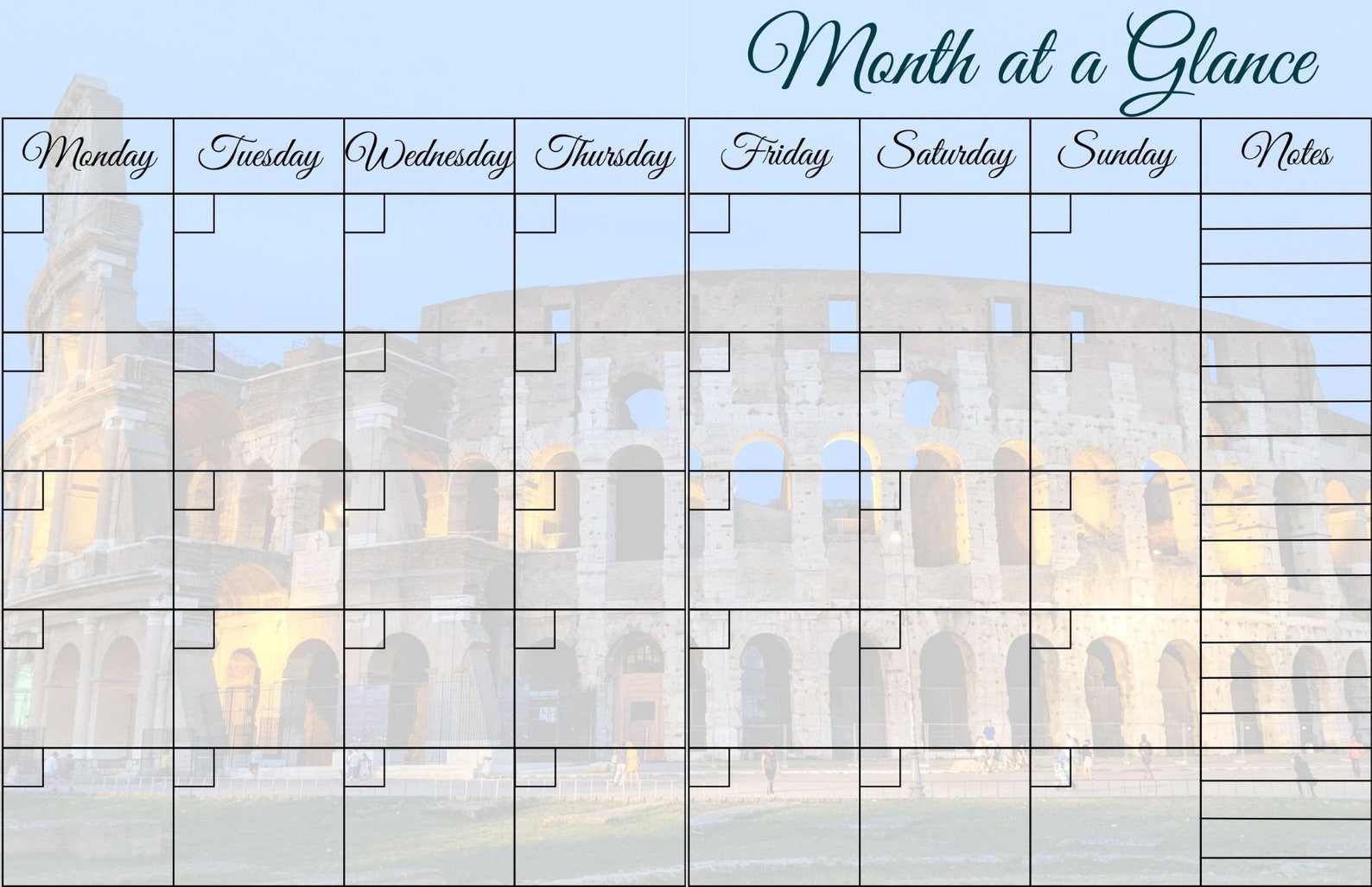 Monthly Overview Pages PDF Printable - Etsy