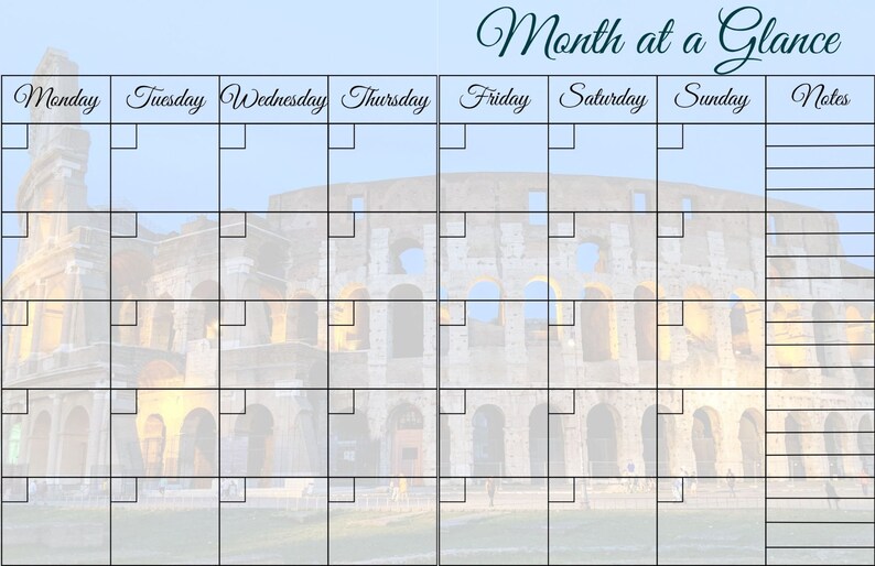 Monthly Overview Pages PDF Printable - Etsy