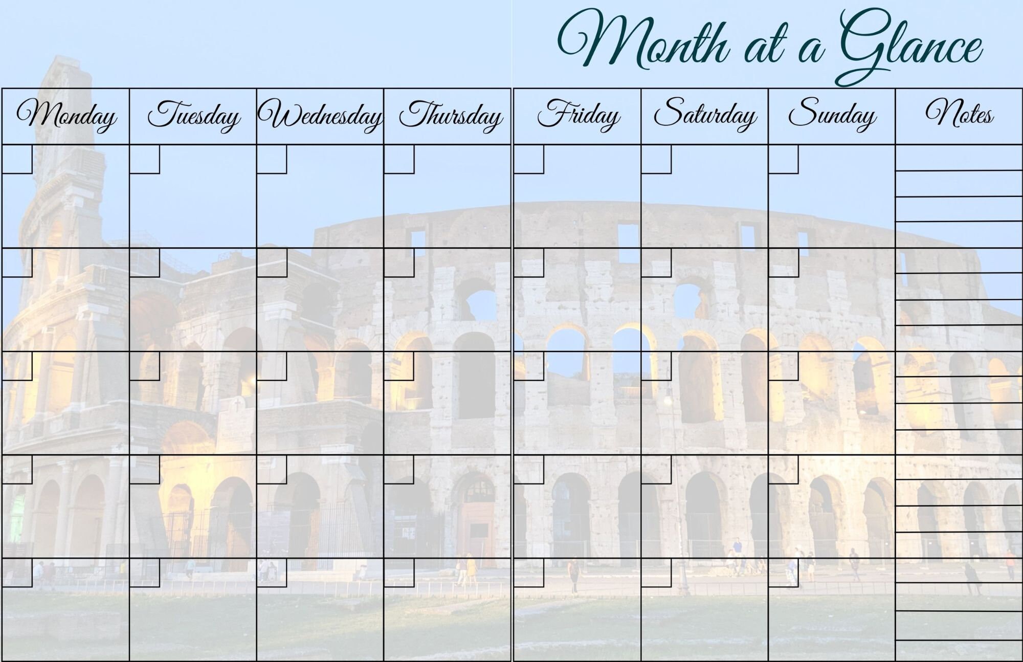 Monthly Overview Pages | PDF Printable - Etsy