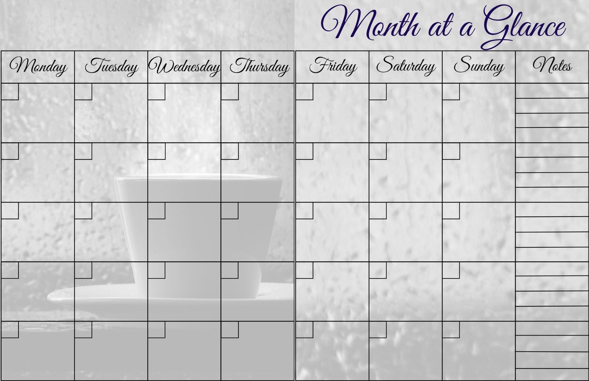 Monthly Overview Pages PDF Printable - Etsy