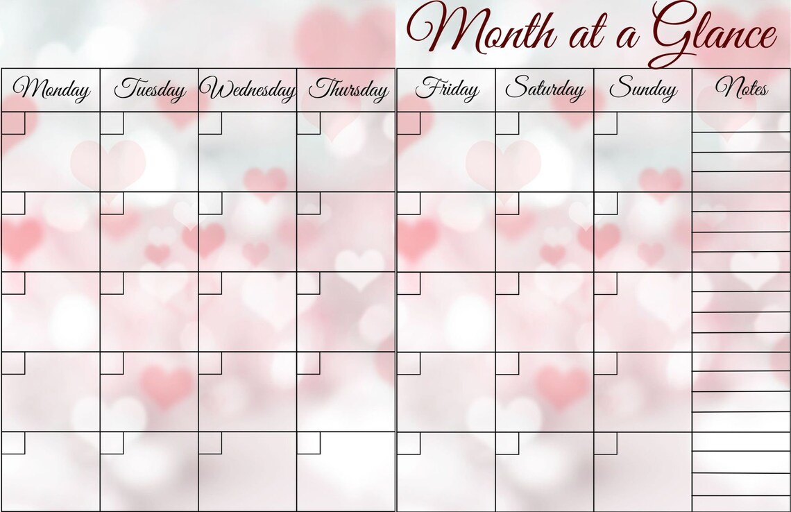 Monthly Overview Pages PDF Printable - Etsy