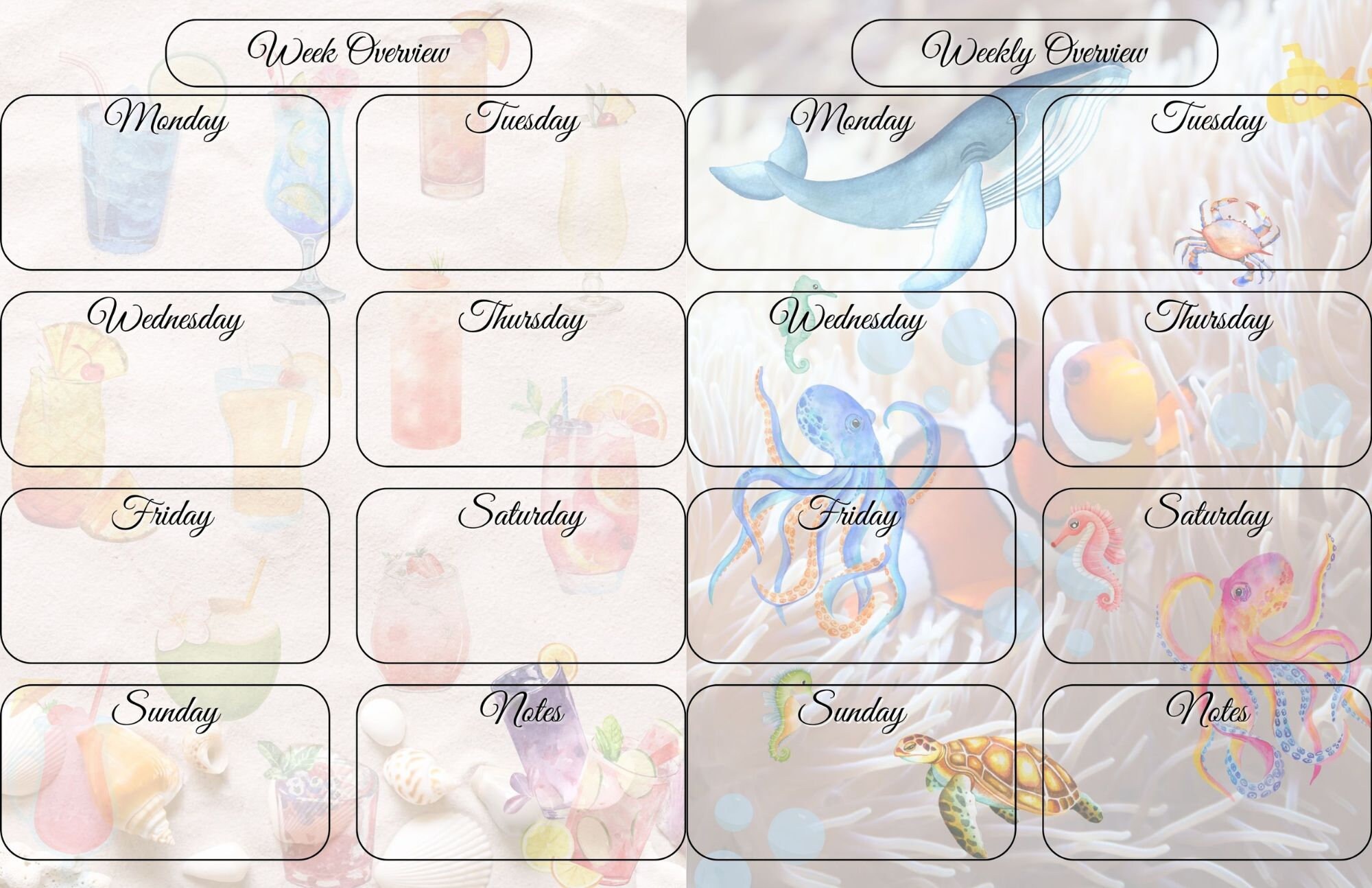 Weekly Overview Pages | PDF Printable - Etsy