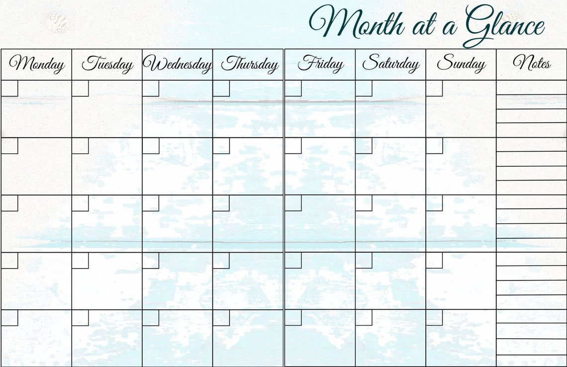 Monthly Overview Pages PDF Printable - Etsy