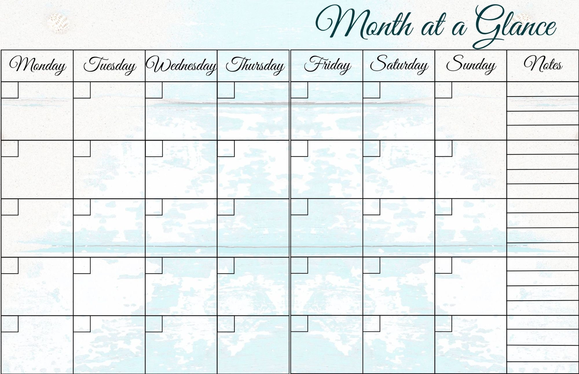 Monthly Overview Pages PDF Printable - Etsy