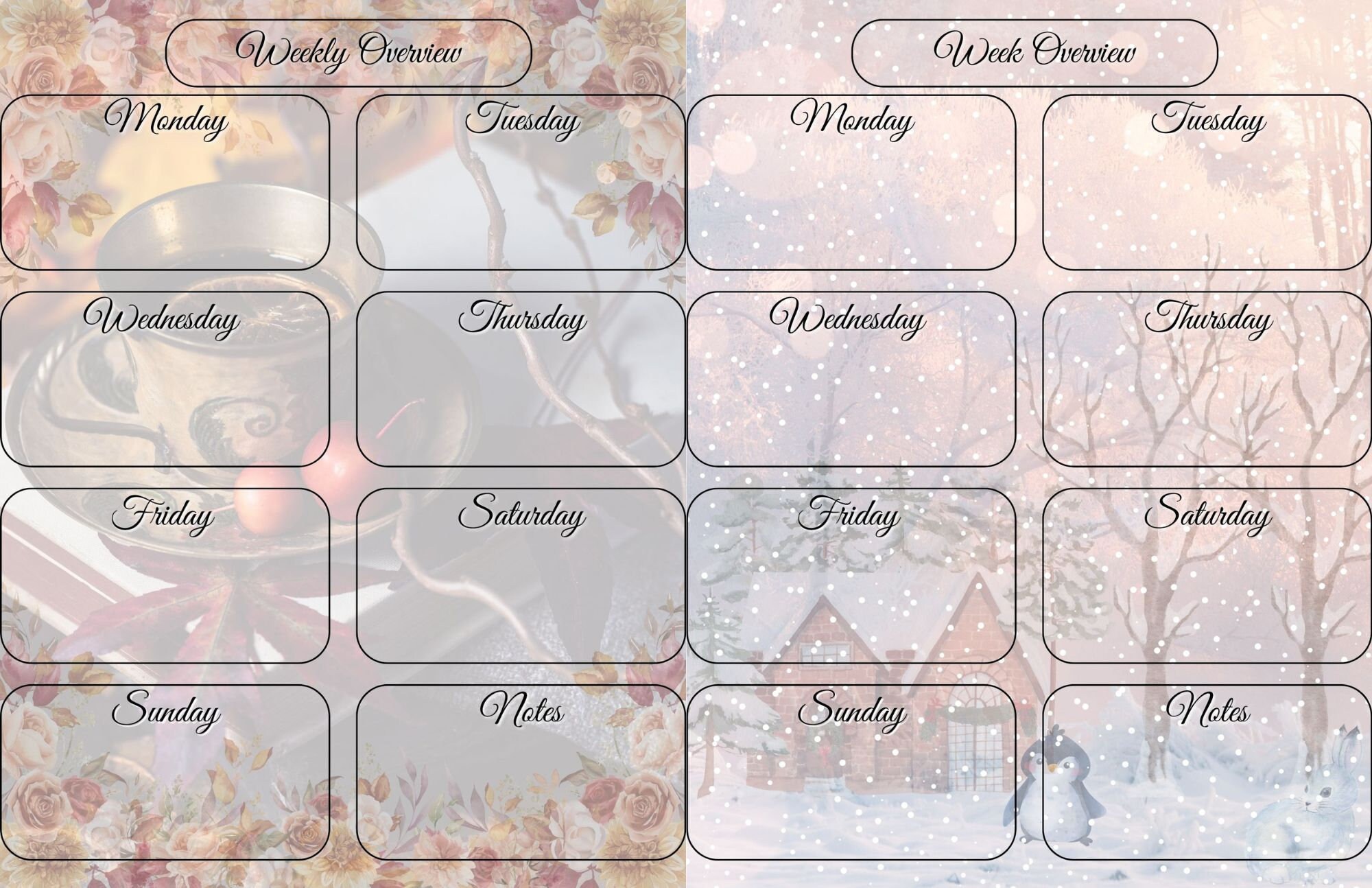 Weekly Overview Pages | PDF Printable - Etsy